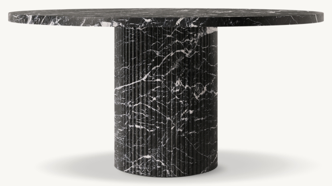 Byron Reeded Stone Round Dining Table | RH