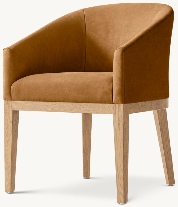 Morgan Barrelback Slope Arm Leather Dining Armchair | RH