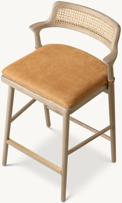 Oskar Cane Bar & Counter Stool Leather Cushion | RH