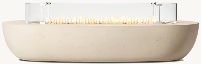 Obround Rectangular Fire Table Glass | RH