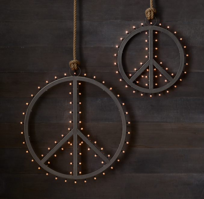 Vintage Illuminated Marquee Peace Sign | RH