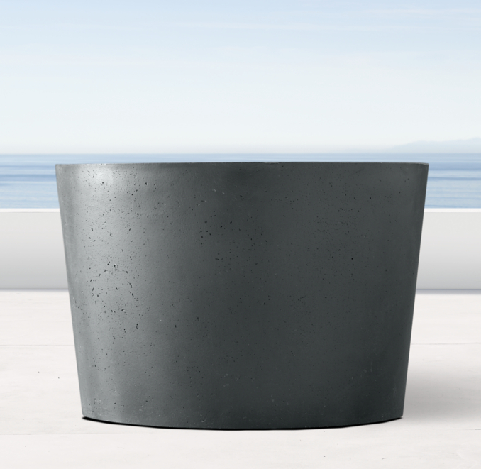 Weathered Cast Stone Round Trough Planter