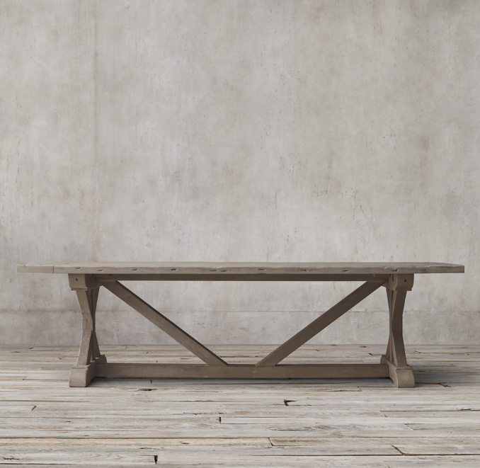 Salvaged Wood X-Base Rectangular Extension Dining Table