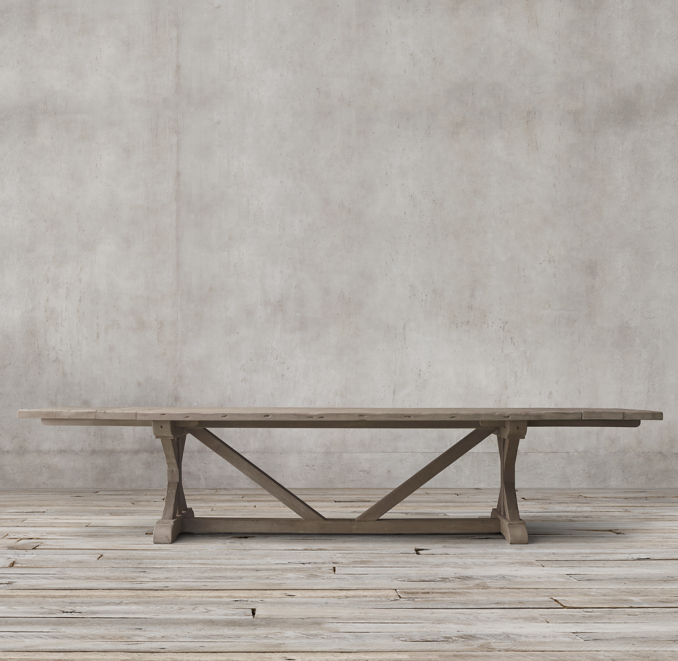 Salvaged Wood X-Base Rectangular Extension Dining Table