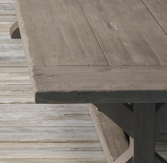 Salvaged Wood X-Base Rectangular Extension Dining Table