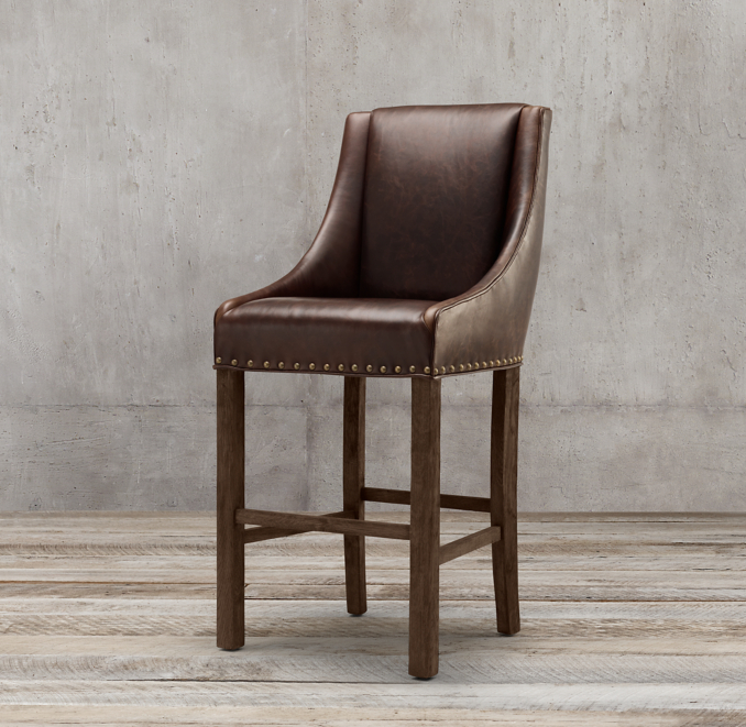 Nailhead Leather Bar & Counter Stool