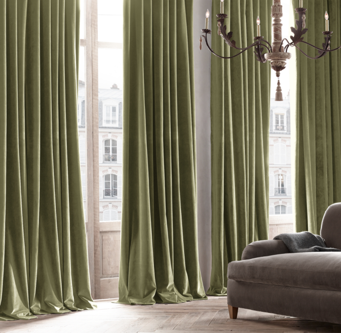 Vintage Velvet Drapery - Moss