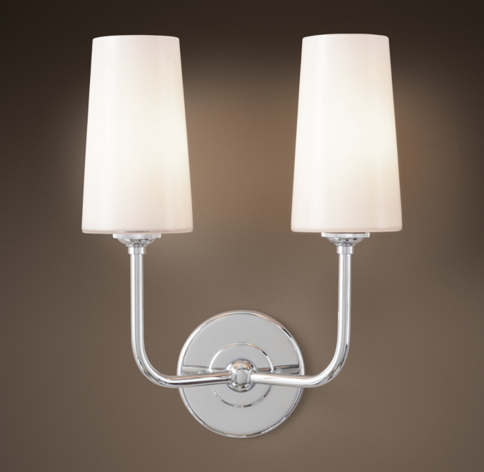 Modern Taper Double Sconce With Glass Shade