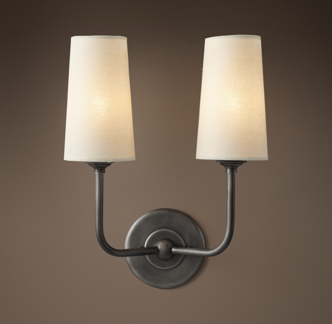 Modern Taper Double Sconce With Linen Shade