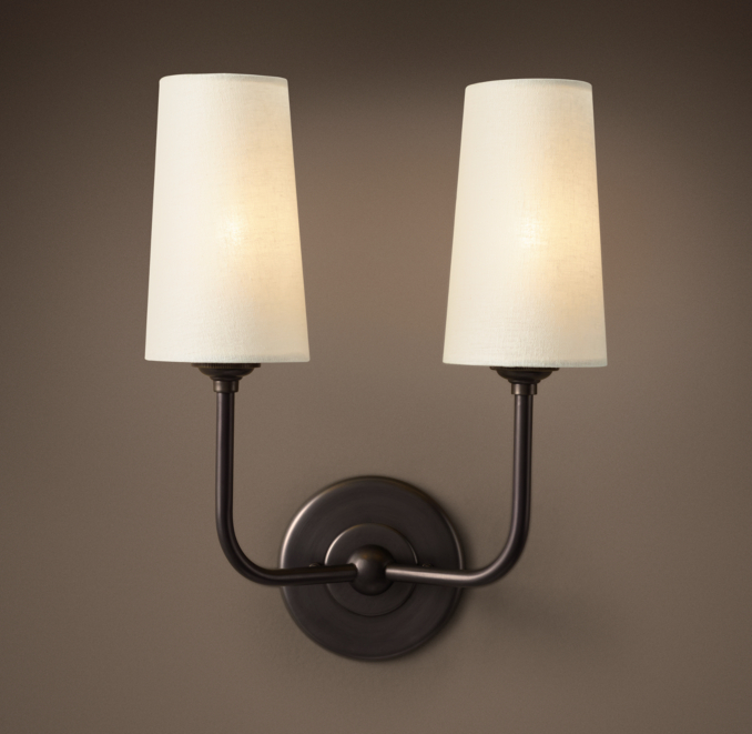 Modern Taper Double Sconce With Linen Shade