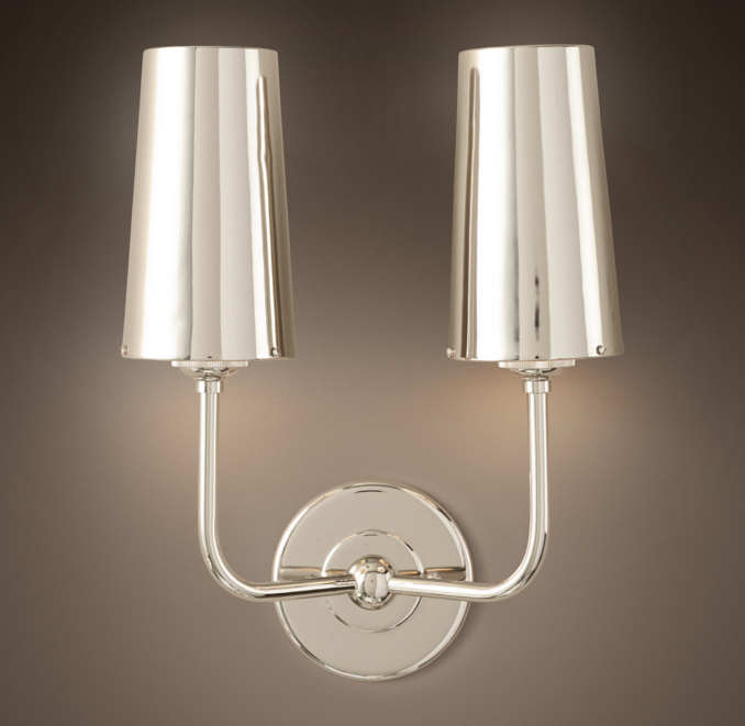 Modern Taper Double Sconce With Metal Shade