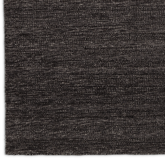 Textured Stripe Wool Rug Swatch - Black