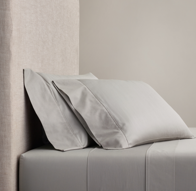 Sateen Piped Piqué Sheet Set | RH