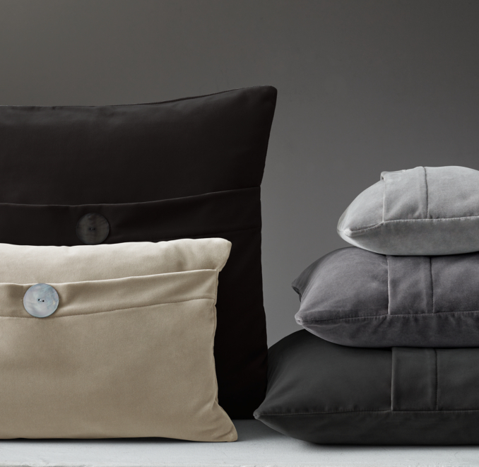 Custom Italian Cotton Velvet Button Pillow Cover