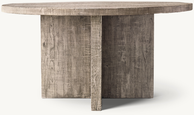 Reclaimed Oak Plank Round Dining Table Collection | RH