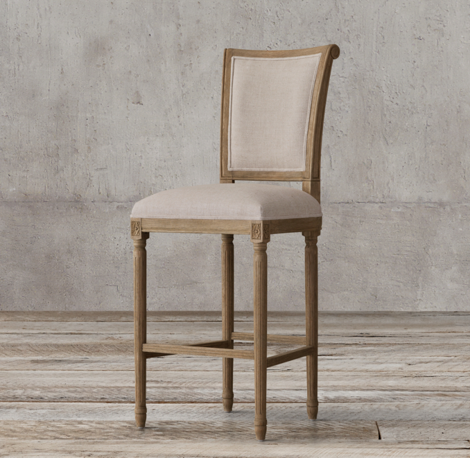 Vintage French Flare Back Fabric Bar & Counter Stool
