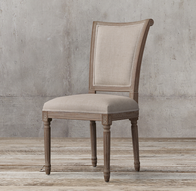 Vintage French Flare Back Fabric Dining Side Chair