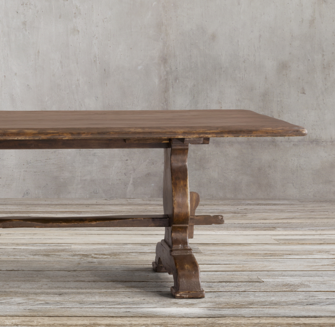17th C. Spanish Walnut Trestle Rectangular Dining Table | RH