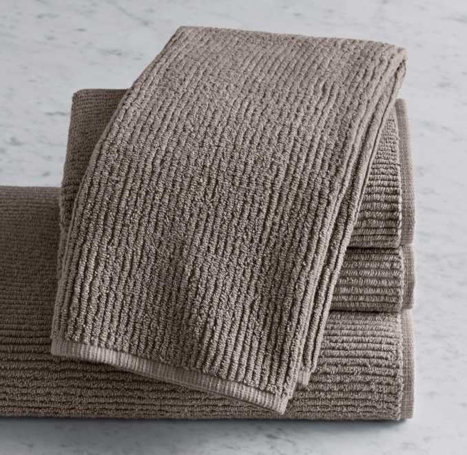 Ribbed Cotton-Linen Terry Hand Towel | RH