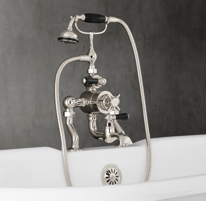 1900 Classic Deck-Mount Exposed Thermostatic Tub Fill & Handheld Shower ...