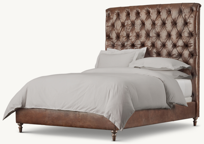 Chesterfield Leather Panel Bed RH