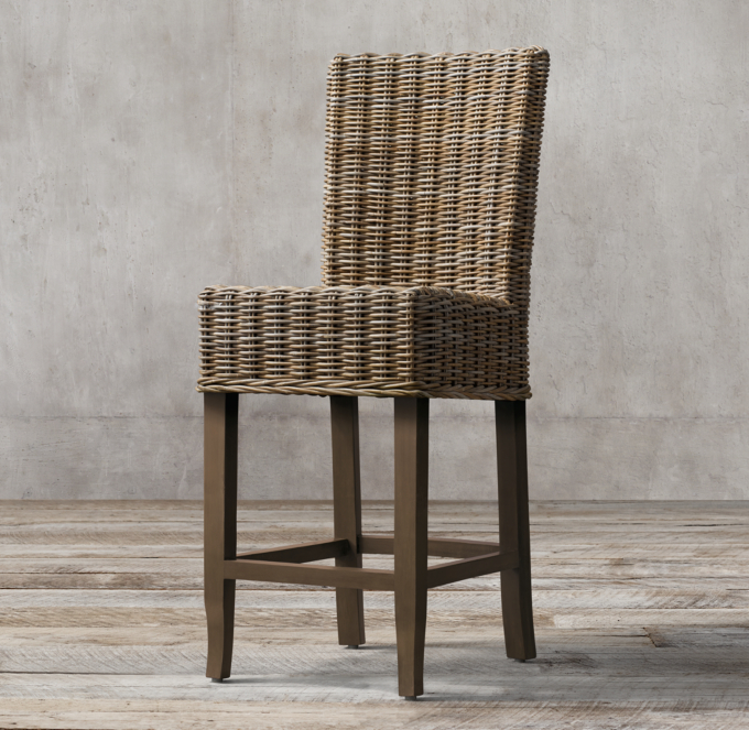 Handwoven Rattan Barstool Set of 2 RH