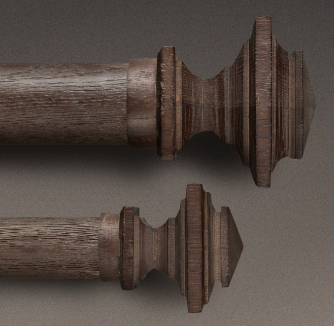 Estate Weathered Oak Square Finials (Set of 2) - Brown Oak