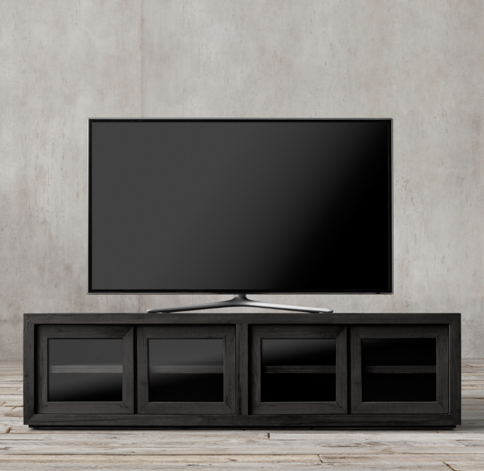 Reclaimed Oak Glass 4-Door Media Console | RH