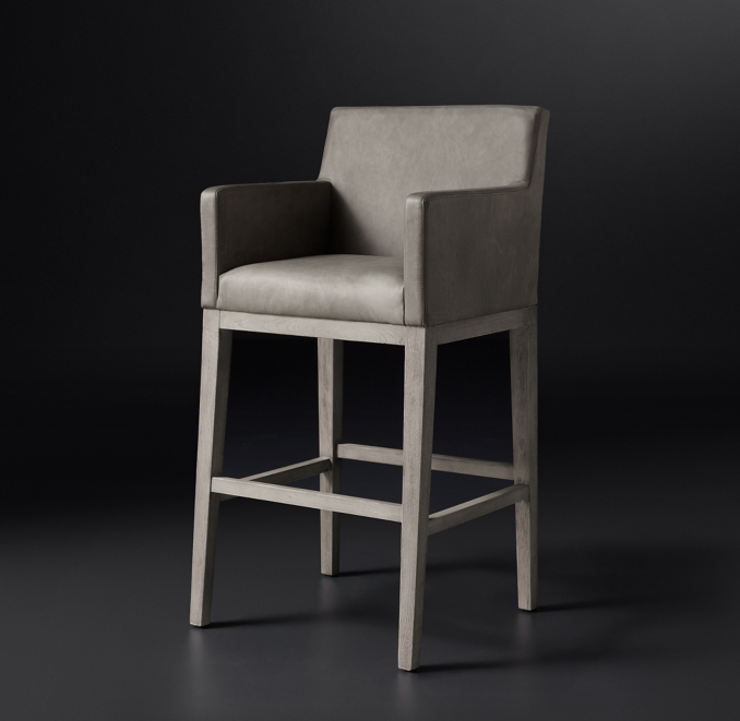 Morgan Track Arm Leather Bar & Counter Stool | RH