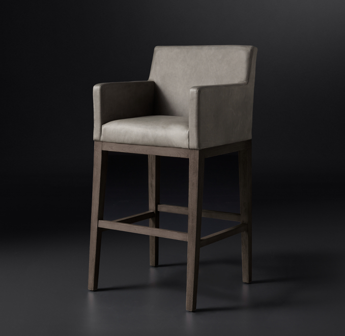 Morgan Track Arm Leather Bar & Counter Stool