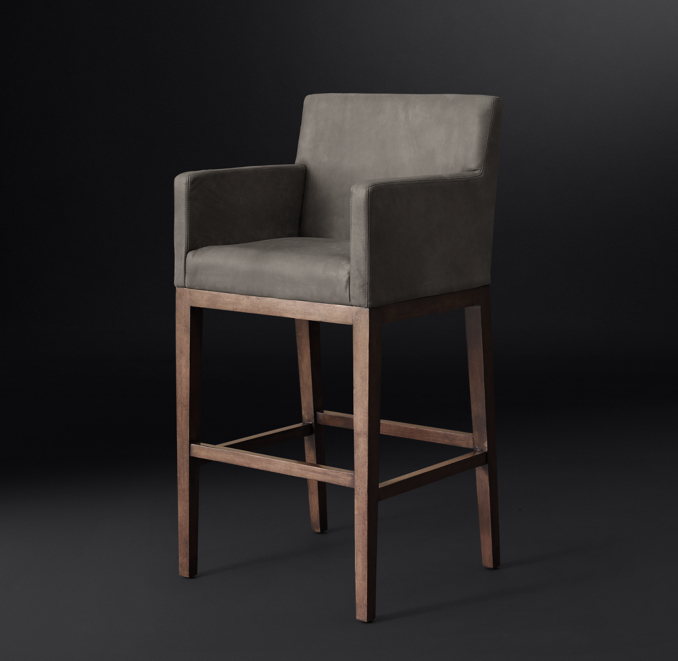 Morgan Track Arm Leather Bar & Counter Stool