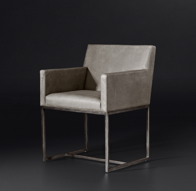 Emery Track Arm Leather Dining Armchair