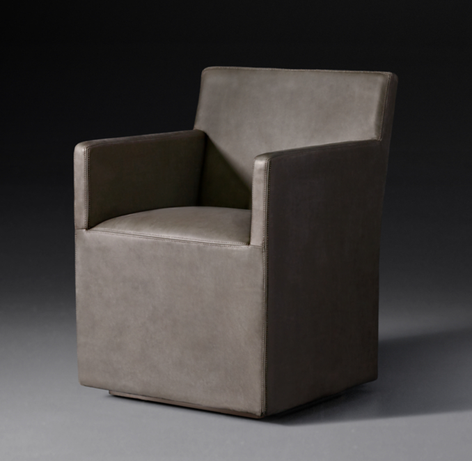 Ellison Track Arm Leather Dining Armchair | RH