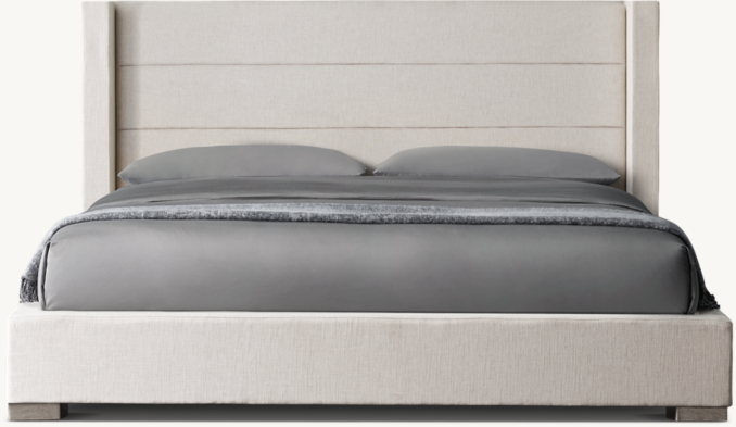 Modena Fabric Horizontal Channel Shelter Platform Bed | RH