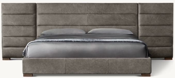 Modena Leather Horizontal Channel Extended Panel Platform Bed