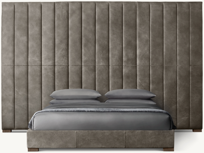 Modena Extended Panel Vertical Channel Leather Platform Bed