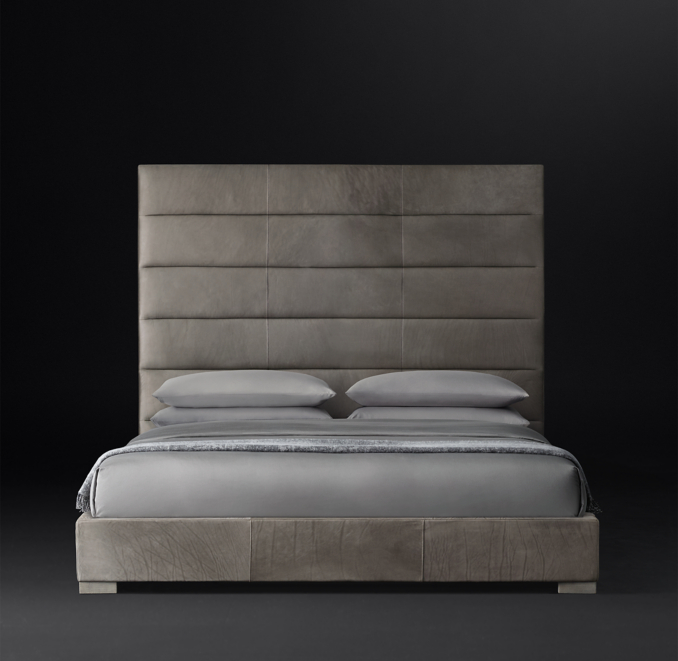 Modena Horizontal Channel Panel Leather Platform Bed