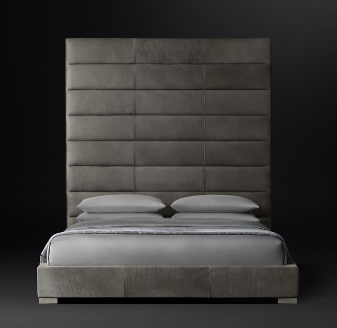 Modena Horizontal Channel Panel Leather Platform Bed