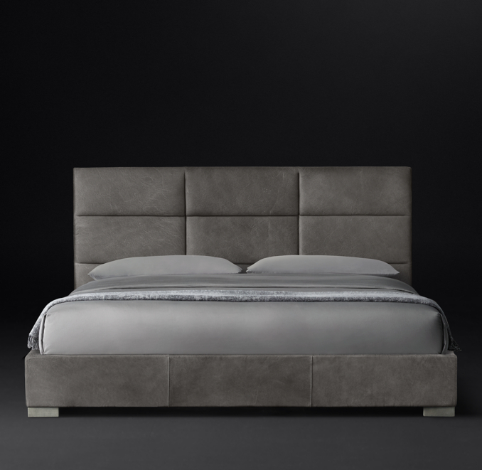 Modena Leather Rectangular Channel Panel Platform Bed