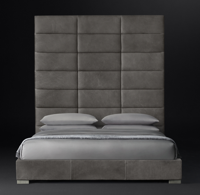 Modena Leather Rectangular Channel Panel Platform Bed