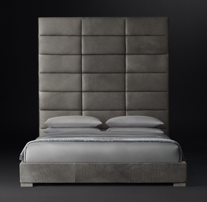 Modena Rectangular Channel Panel Leather Platform Bed