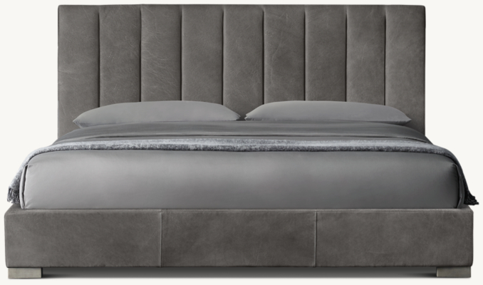 Modena Leather Vertical Channel Panel Platform Bed | RH