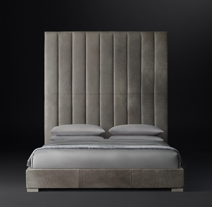 Modena Vertical Channel Panel Leather Platform Bed