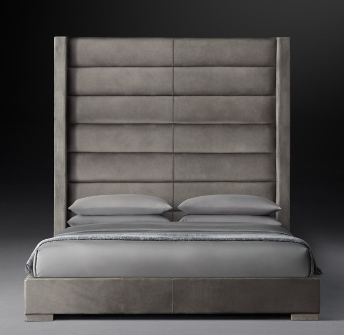 Modena Horizontal Channel Shelter Leather Platform Bed