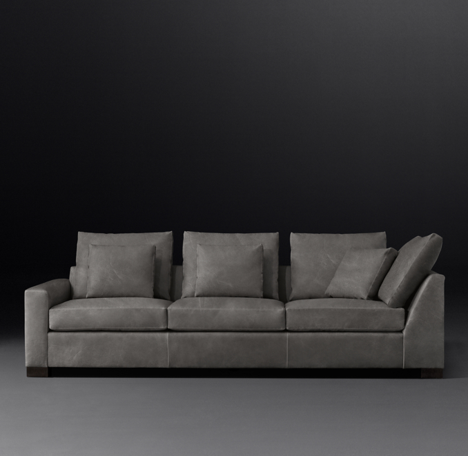 Cole Leather Three-Seat-Cushion Left-Arm Return Sofa | RH