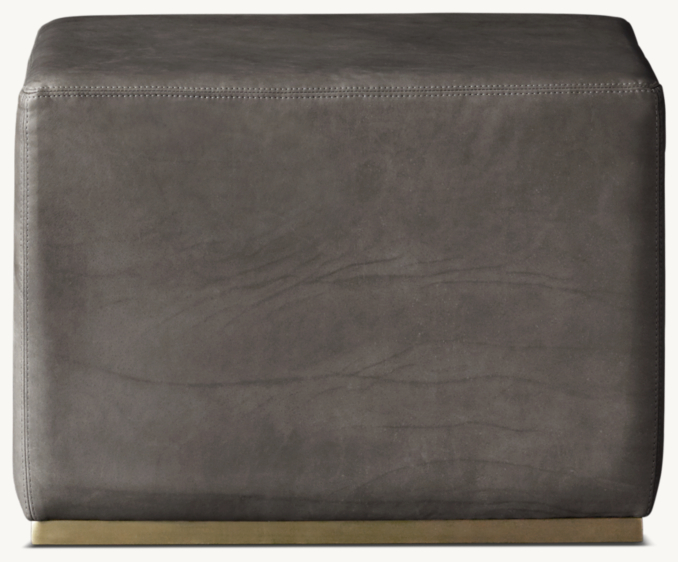 Rex Rectangular Leather Ottoman - Metal Base