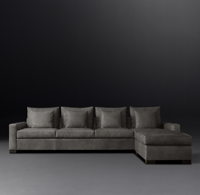 Cole Leather Right-Arm Sofa Chaise Sectional | RH