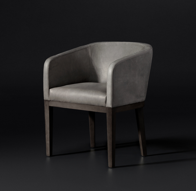 Morgan Barrelback Leather Dining Armchair | RH