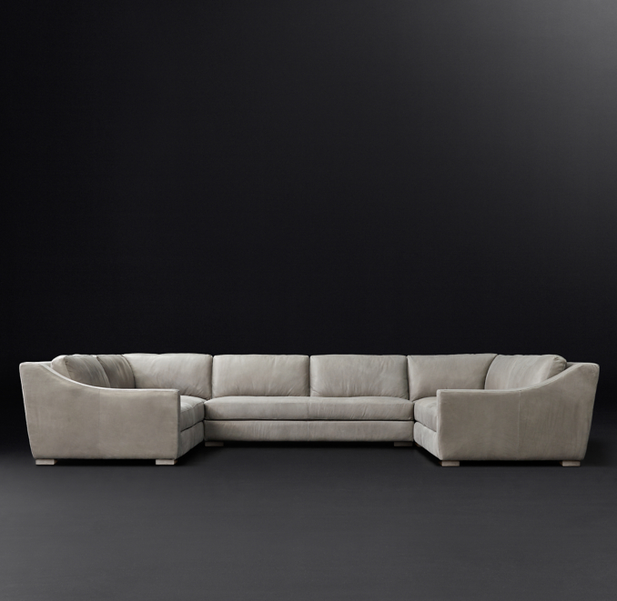 Modena Slope Arm Leather U-Sofa Sectional