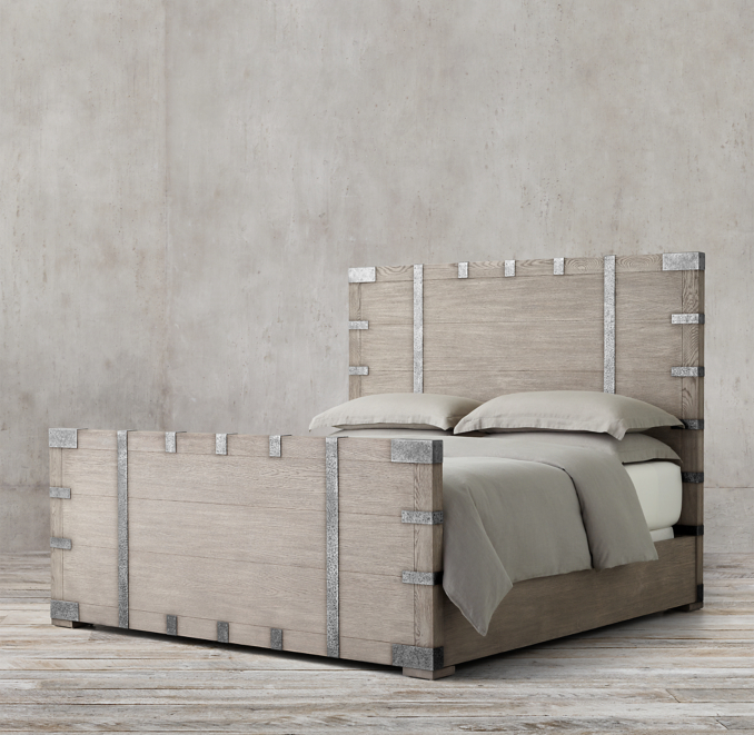 Heirloom Silver-Chest Panel Bed With Footboard